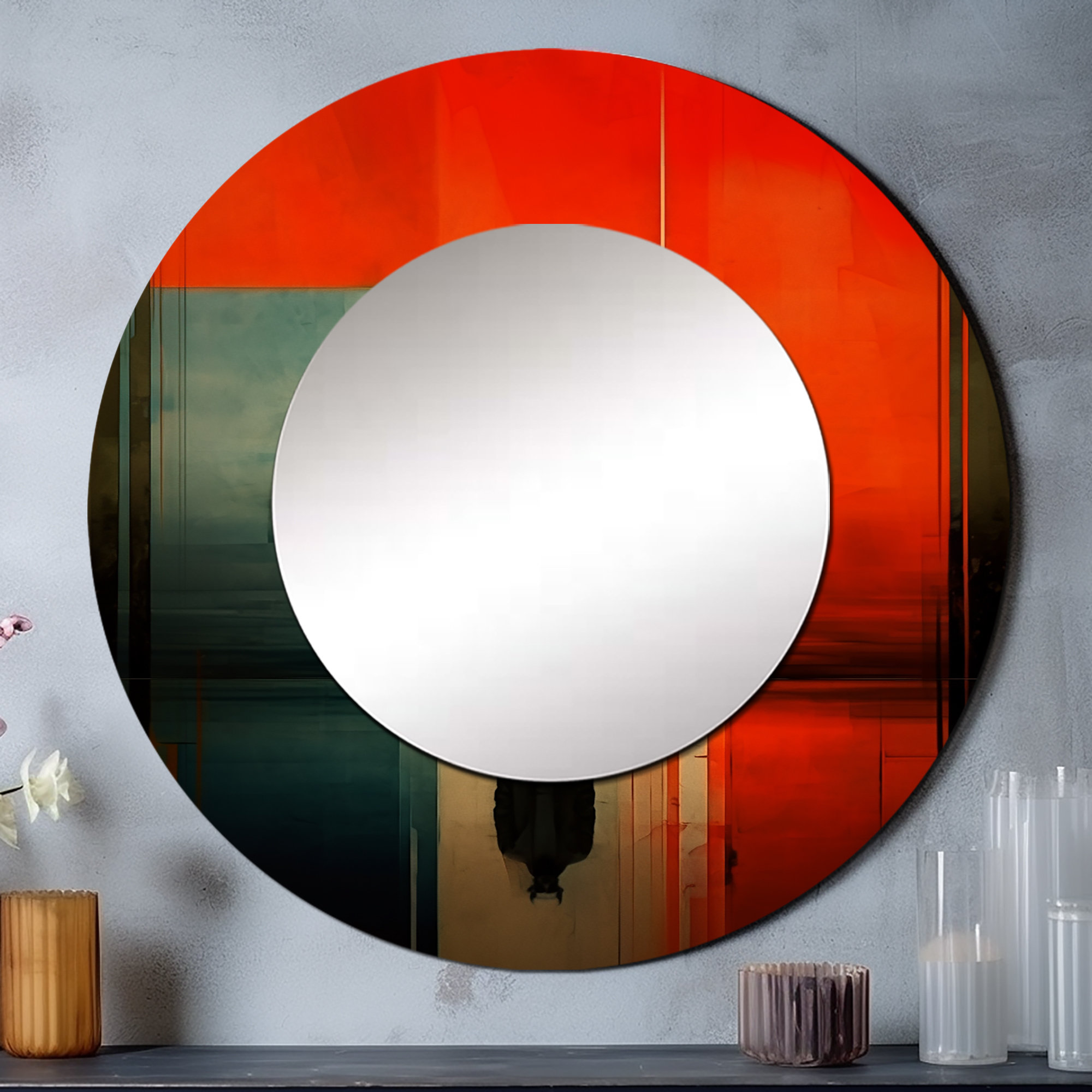 Design Art Lost In Simplicity II - Minimalism Round Mirror Wall Decor ...