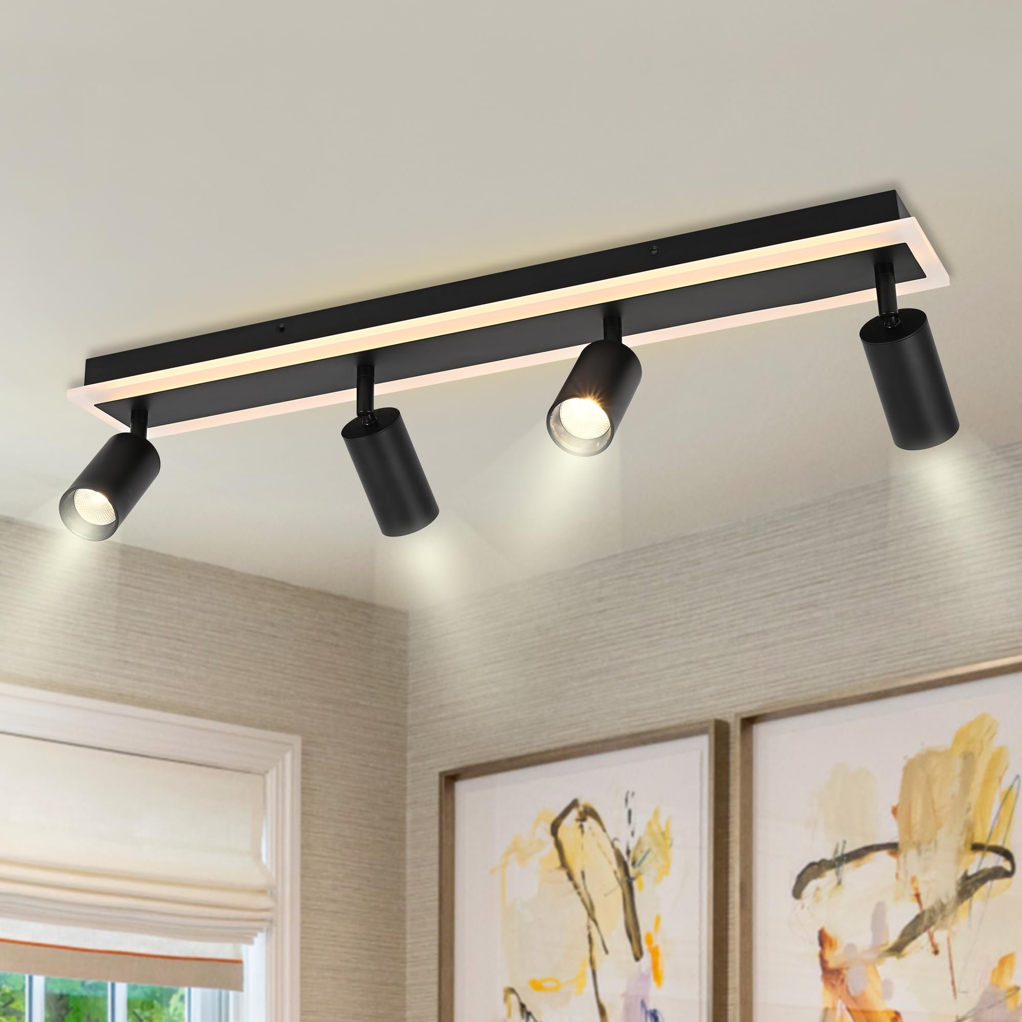 ZINOGI 4-Light Adjustable LED Track Lighting Fixture, Modern Black ...