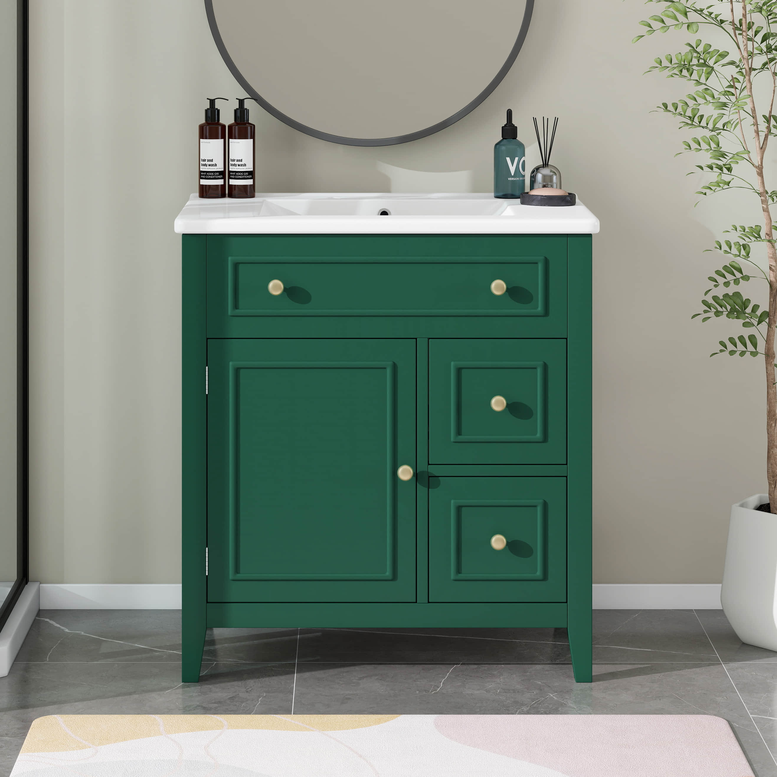 Red Barrel Studio 30 Inches Bathroom Vanity With Sink Top, Solid Wood ...