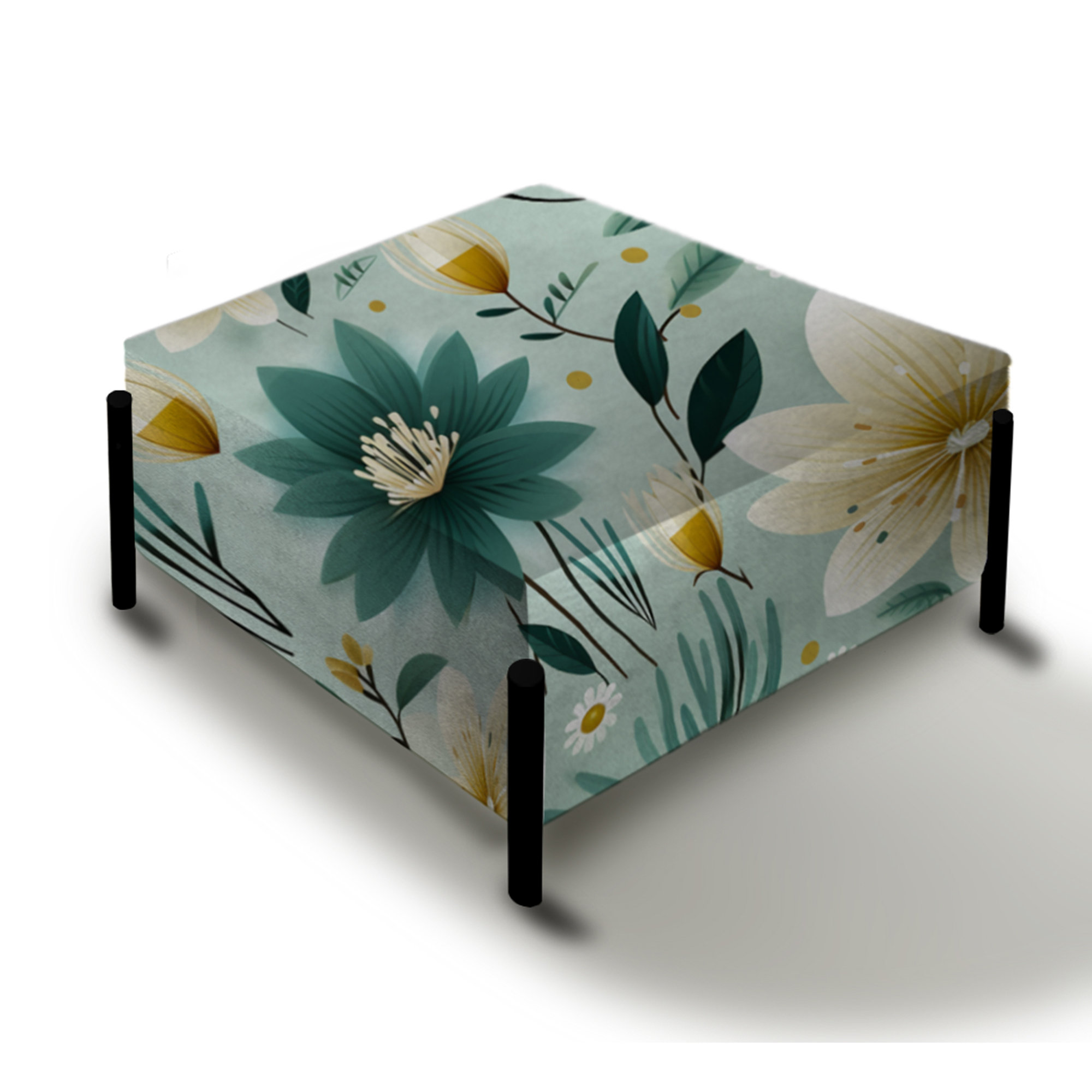 Design Art Vintage Romance Green Marvel Blooms - Floral Large Square ...