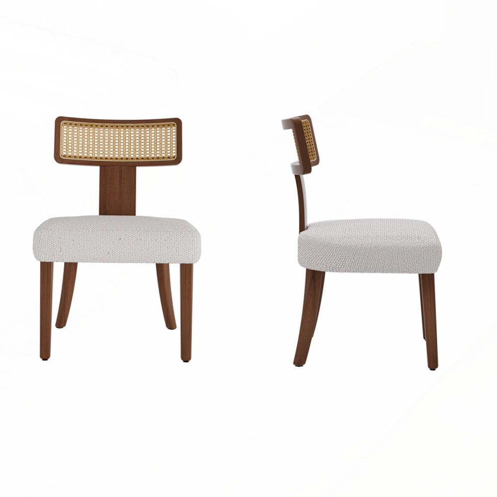 Bayou Breeze Dining Chairs Set of 2 Solid Wood and Rattan Net Back for ...