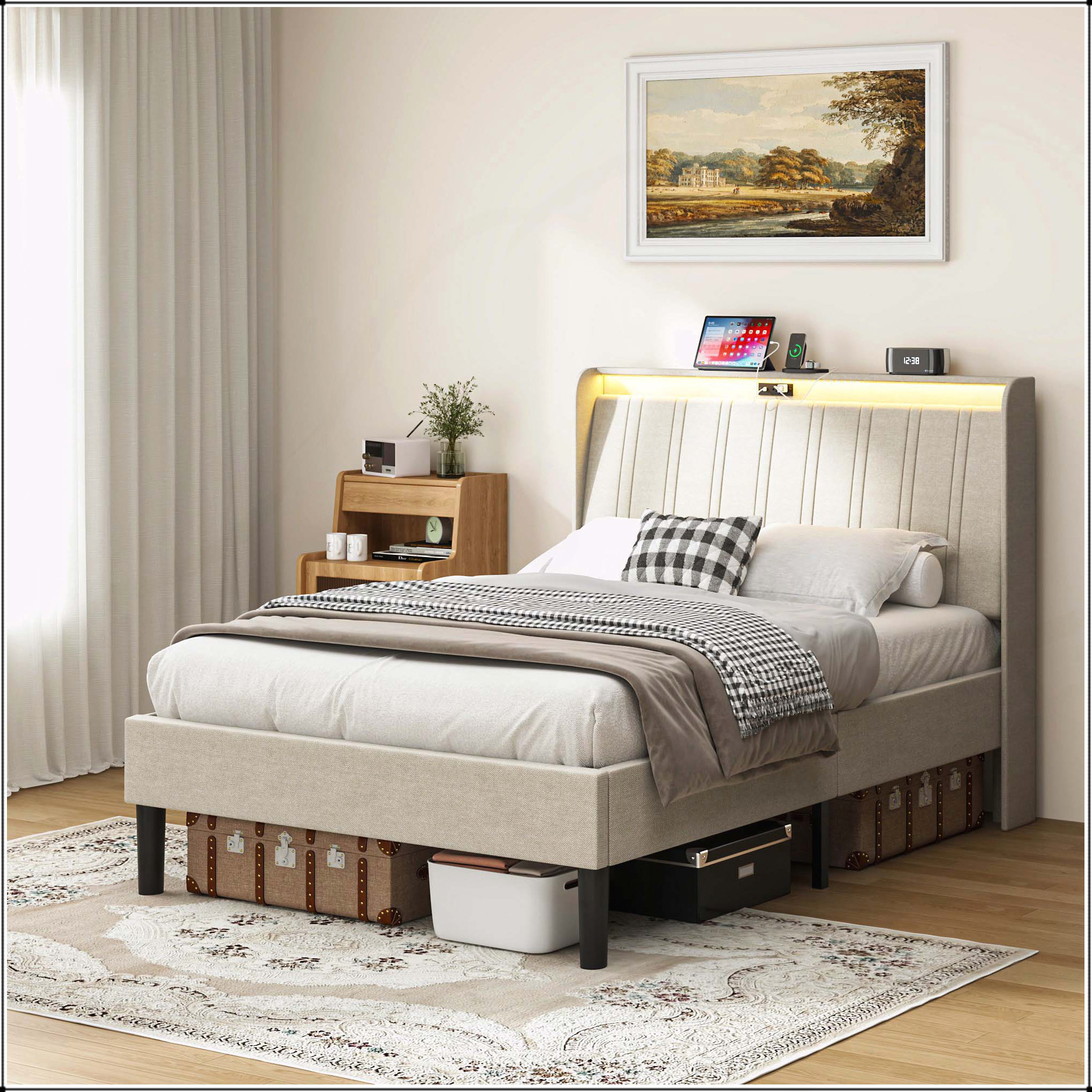 Ivy Bronx Luxurious Platform Bed with Stylish Headboard and Sturdy ...