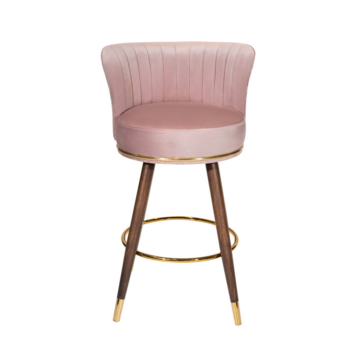 Everly Quinn Pedra Swivel Velvet Bar Stools | Wayfair