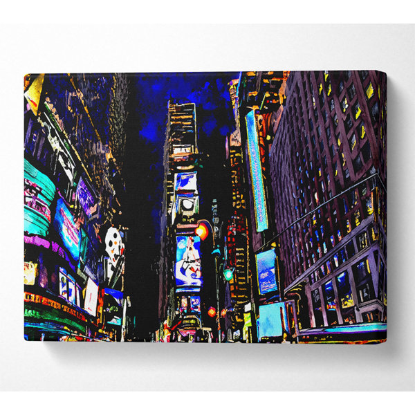 Latitude Run New York Times Square Blue Skys At Night - Wrapped Canvas ...