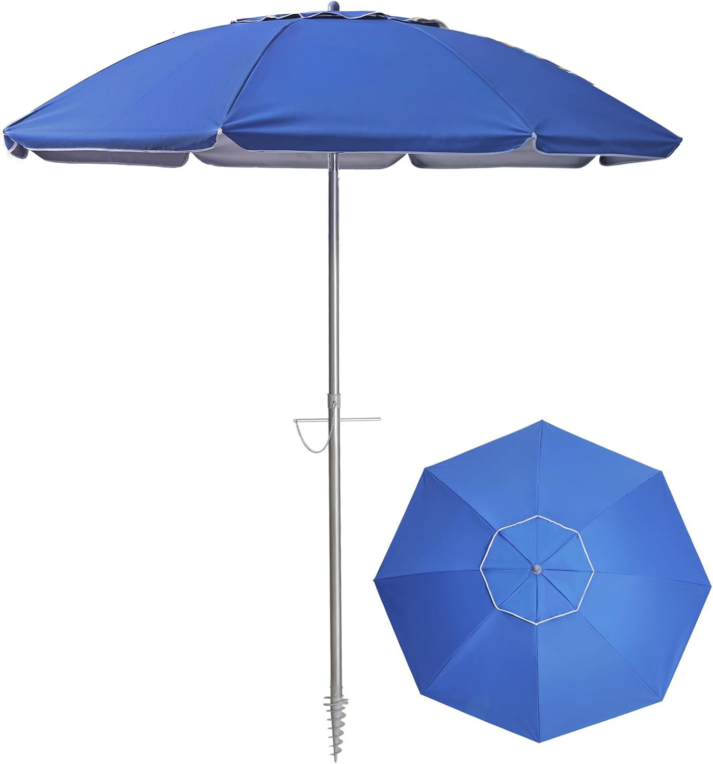 Arlmont & Co. 7Ft Beach Umbrella With Sand Anchor & Tilt, UPF 50 ...
