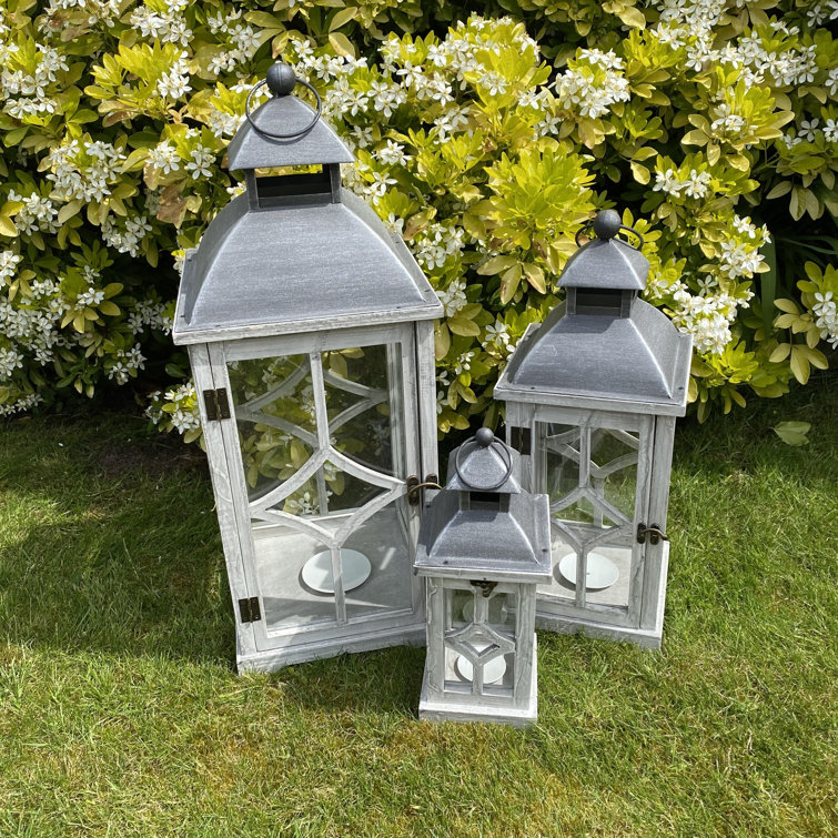 Astoria Grand Set Of 3 Wooden Garden Lanterns | Wayfair.co.uk