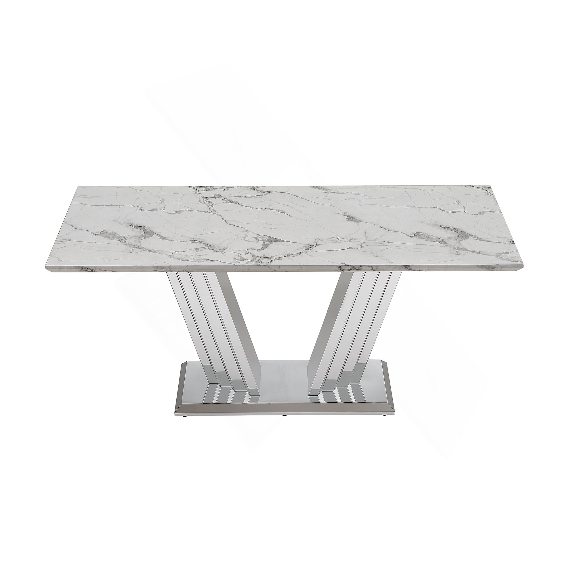 Brayden Studio® Marble Dining Table for 6 People, 70'' Rectangle Faux ...