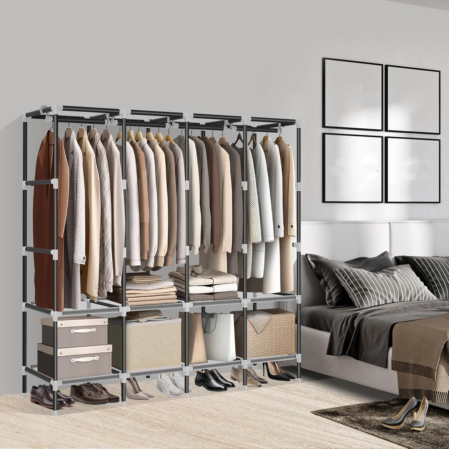 Rebrilliant Black Zipper Portable Wardrobe | Wayfair