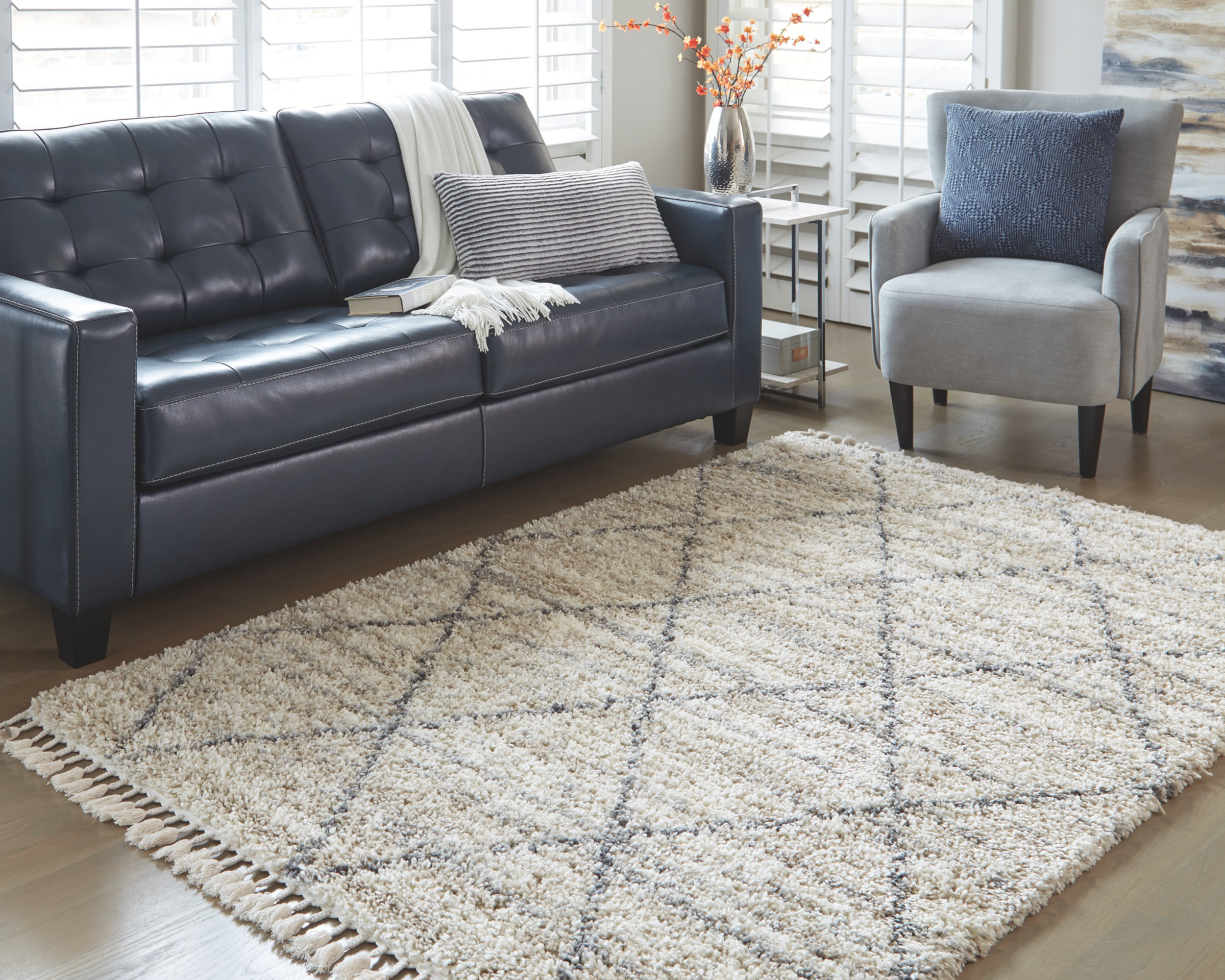 Union Rustic Shankle Shag Gray/Cream Rug & Reviews | Wayfair