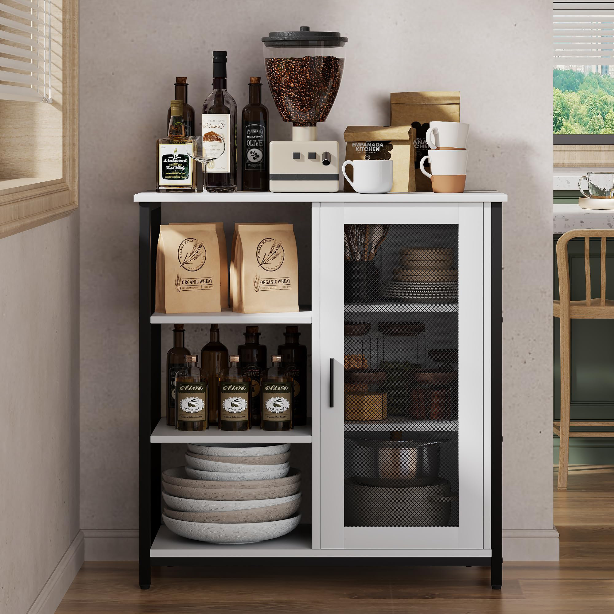 17 Stories Mini Coffee Bar Cabinet With Storage, 27.5'' Small Kitchen ...
