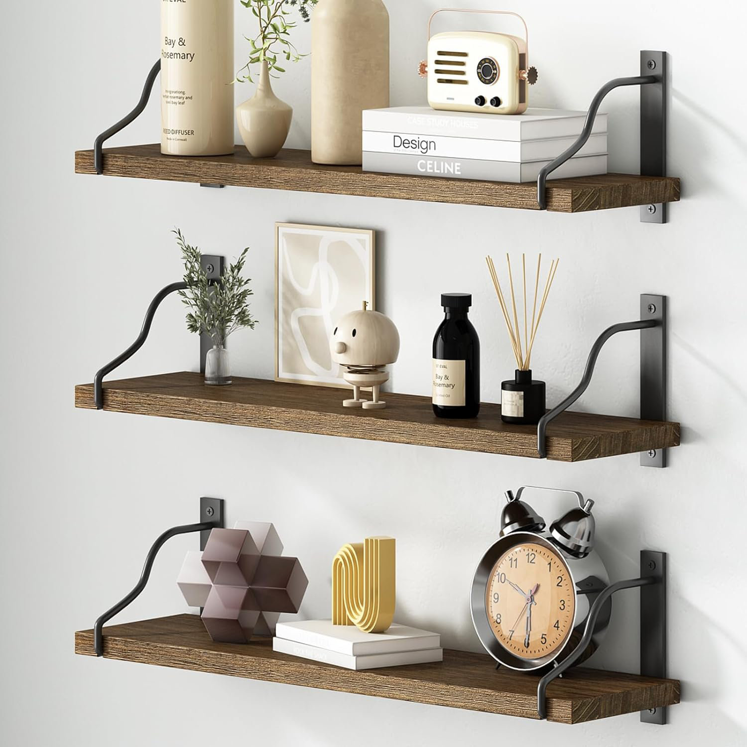 17 Stories Wall Shelves, Wood Wall Mounted Shelves For Wall Storage ...