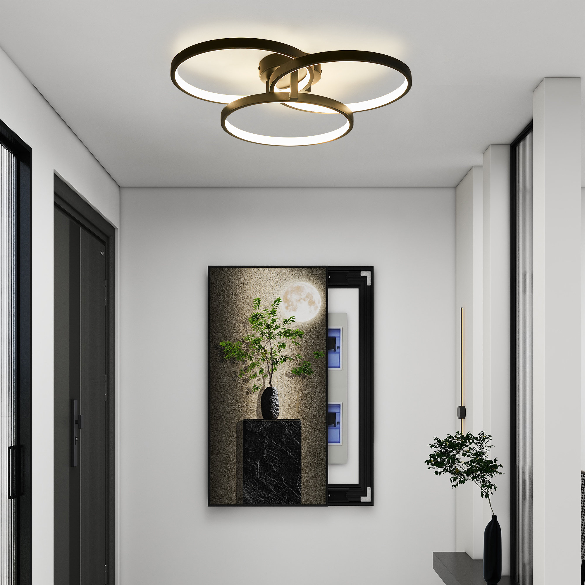 Orren Ellis Modern Black LED Ceiling Light | Wayfair