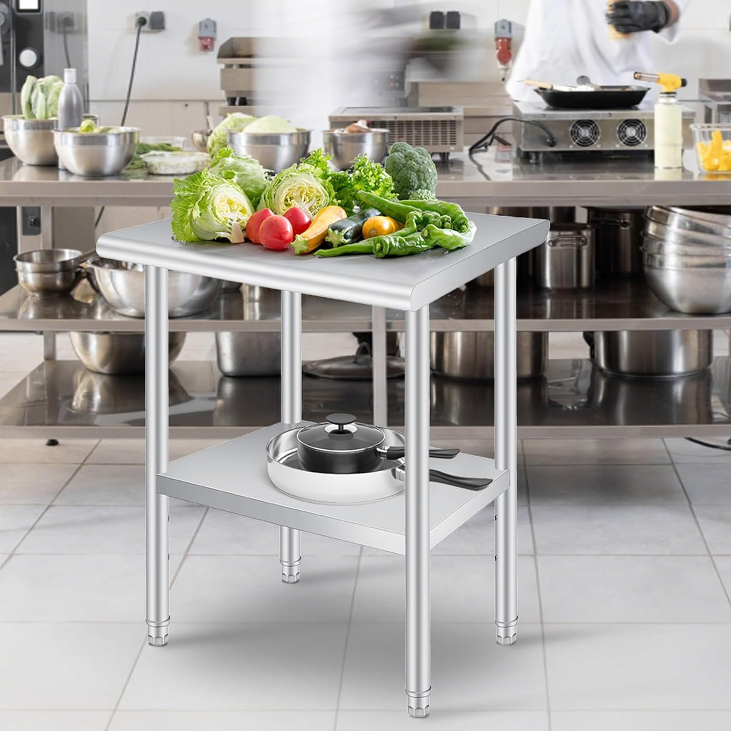 IDEALHOUSE Stainless Steel Prep Table 24 x 36 in with Rounded Corners ...