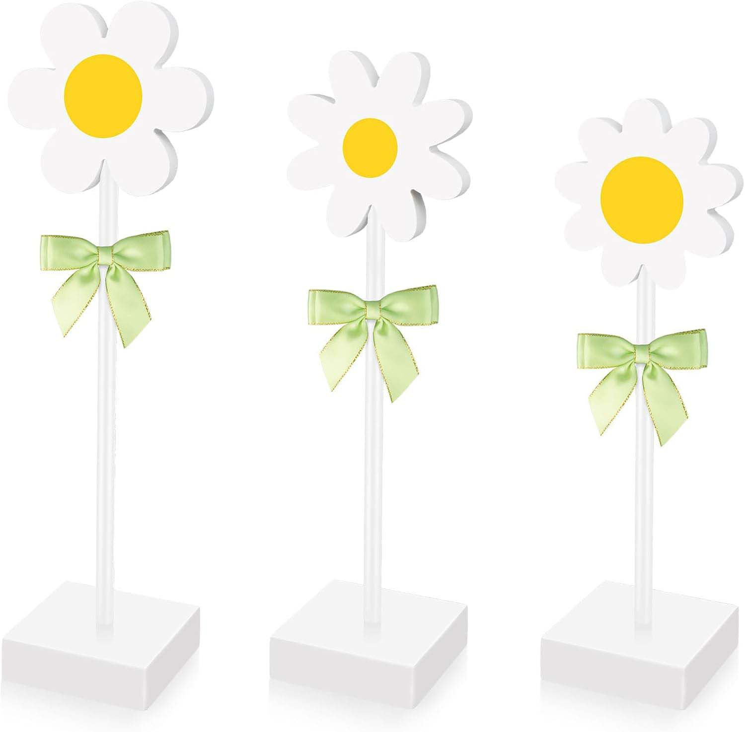 Ophelia & Co. 3 Pcs Daisy Wooden Sign Decor Tall Standing Daisy Block ...