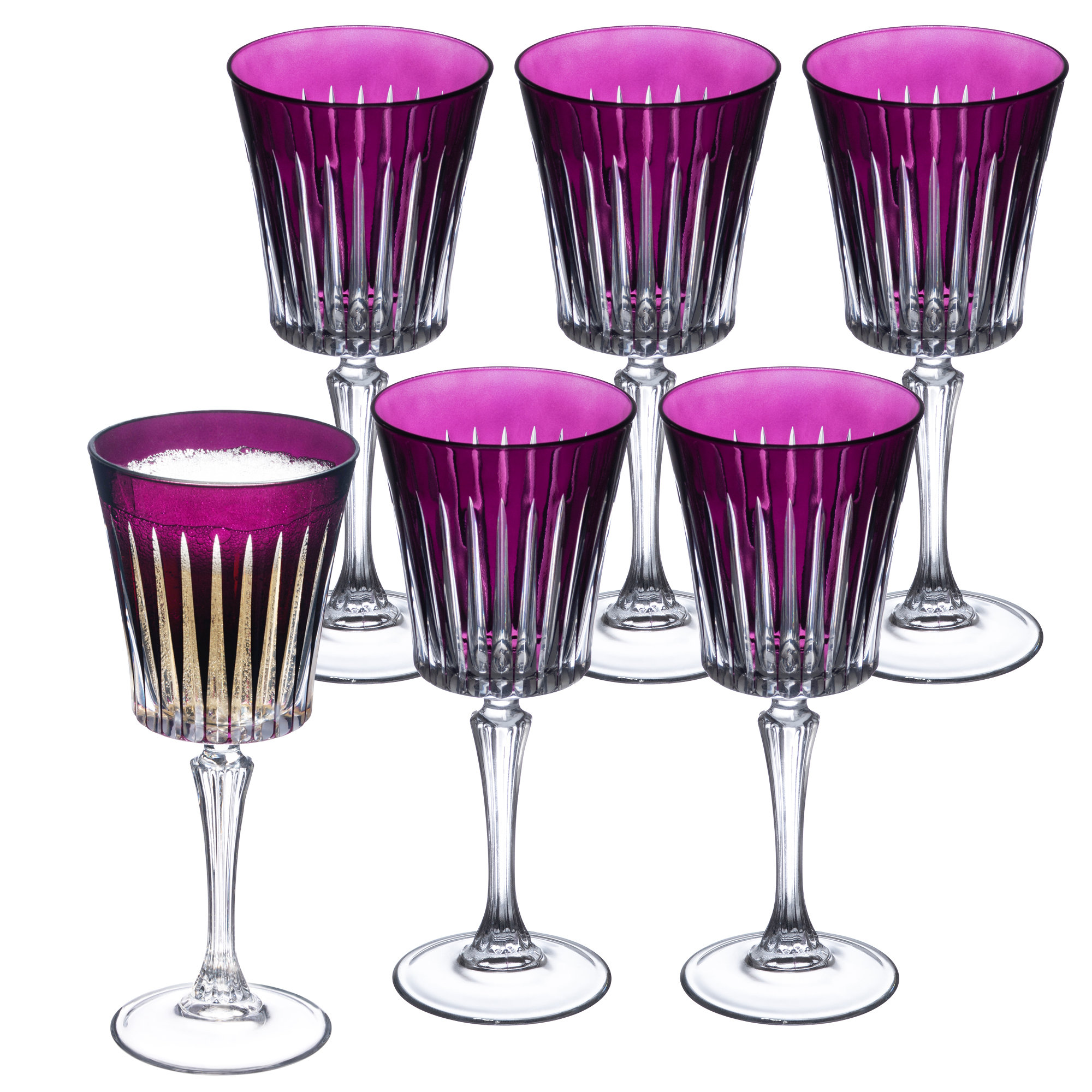 Barski Colored Wine Glasses - Set of 6 Wine Goblets - Glassware - Water ...