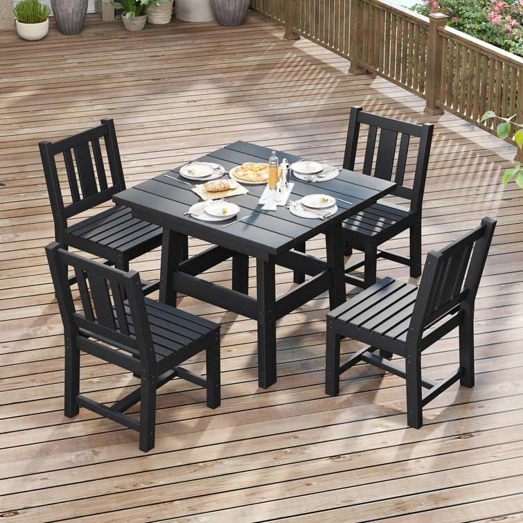 Hokku Designs Immie HDPE Outdoor Dining Table Set With Chairs ...