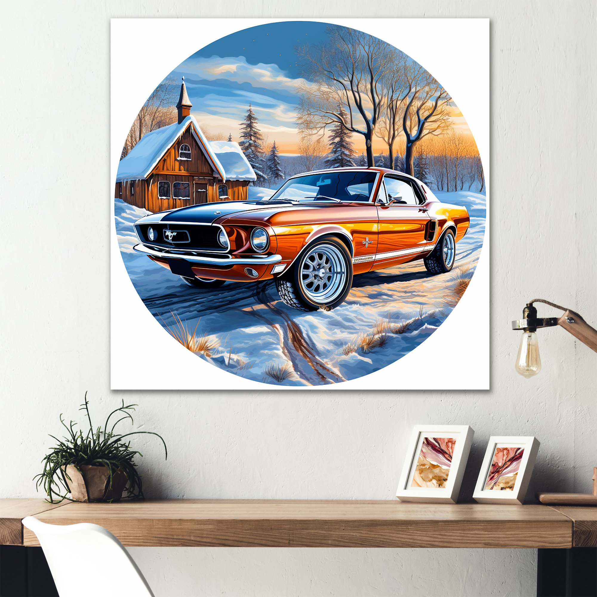 Williston Forge Muscle Car Charm In Winter I On Canvas Print | Wayfair