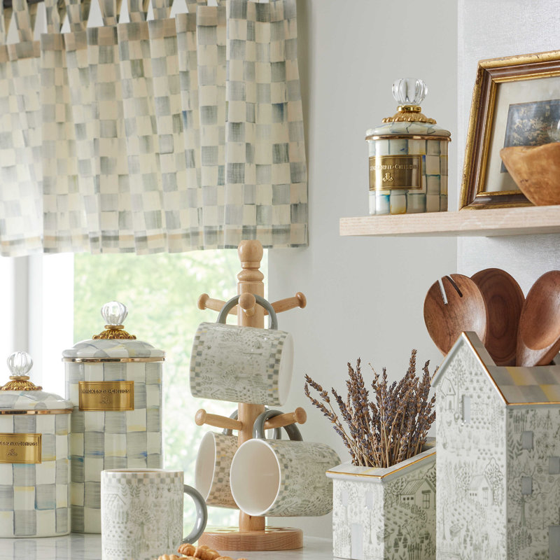 MacKenzie-Childs Sterling Check® Tab Top Valance | Wayfair