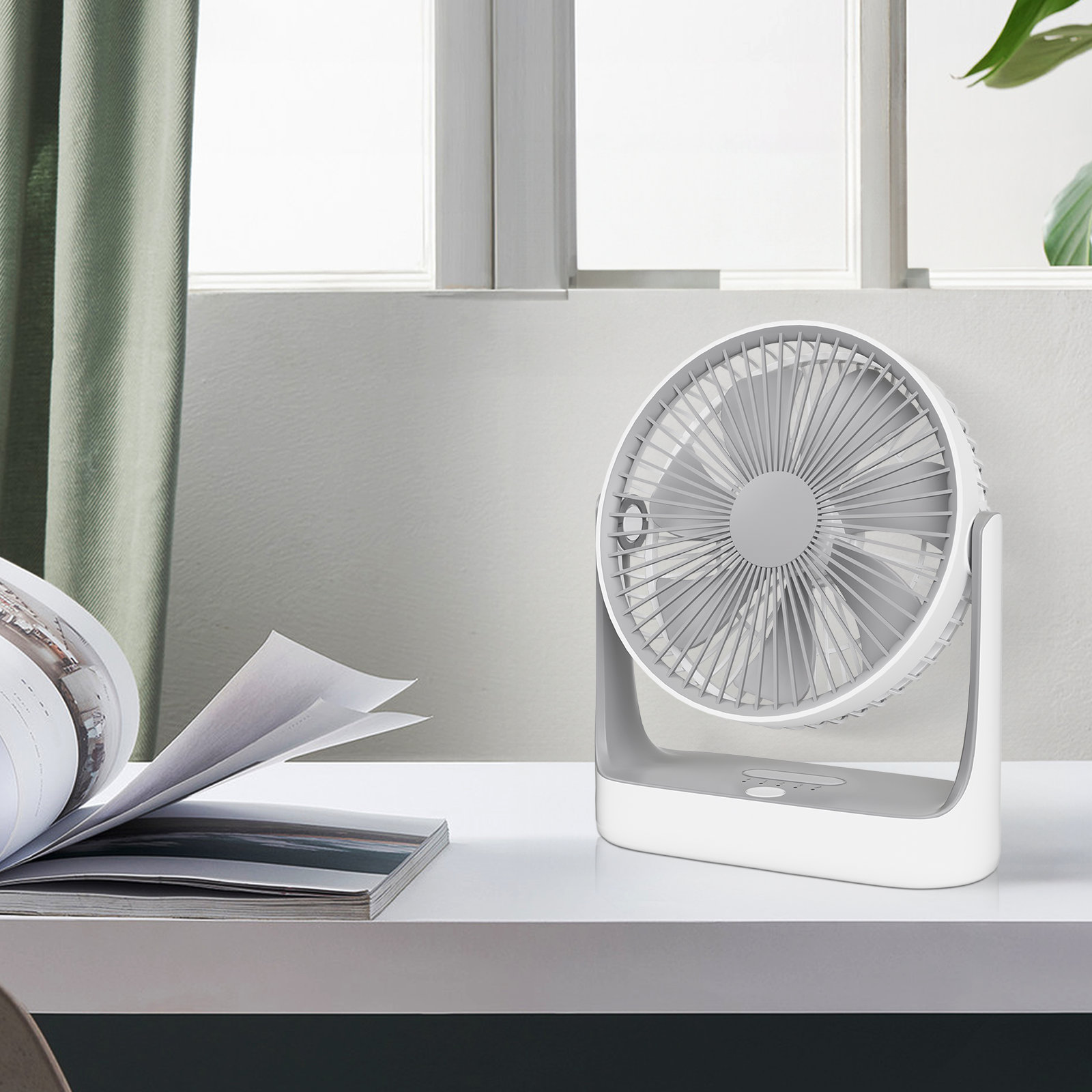 MoNiBloom 6" USB Rechargeable Desk Fan, Wall Mounted Hanging Fan with ...