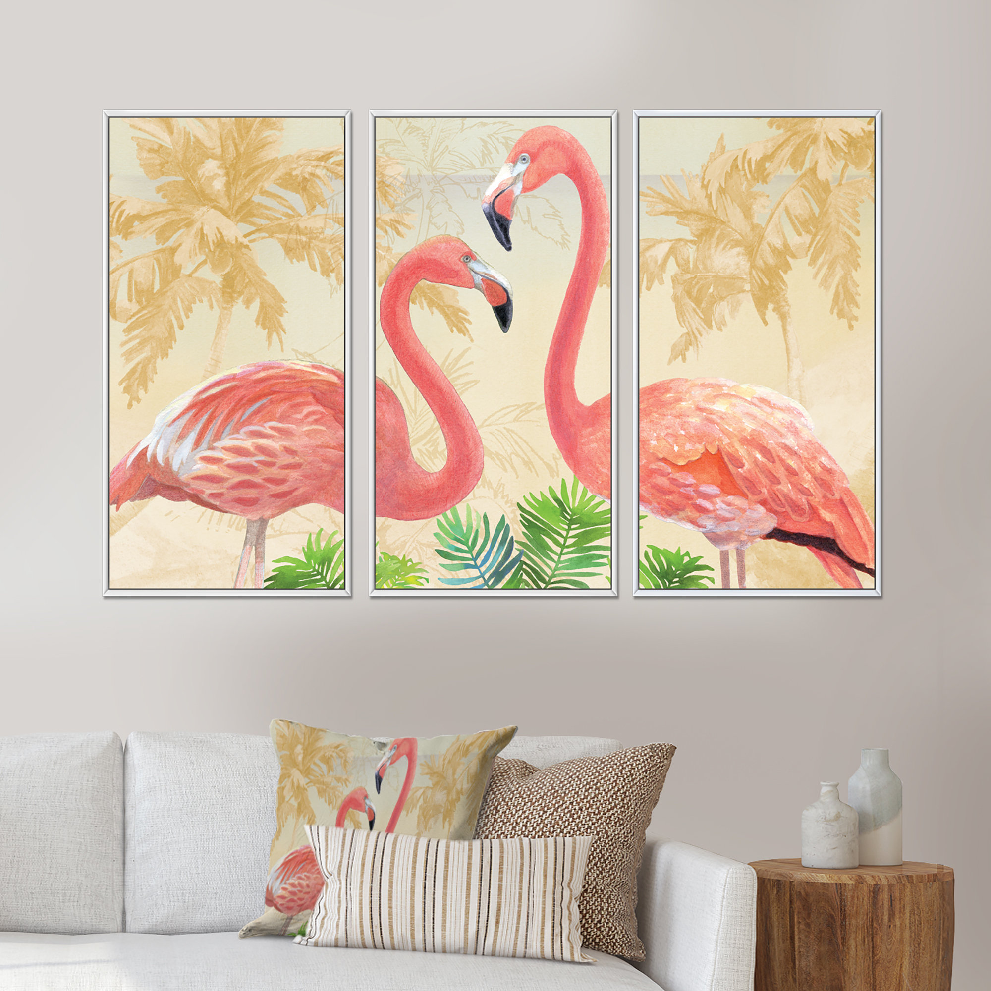 DesignArt " Gold Glam Flamingos " 3 - Pieces - Wayfair Canada