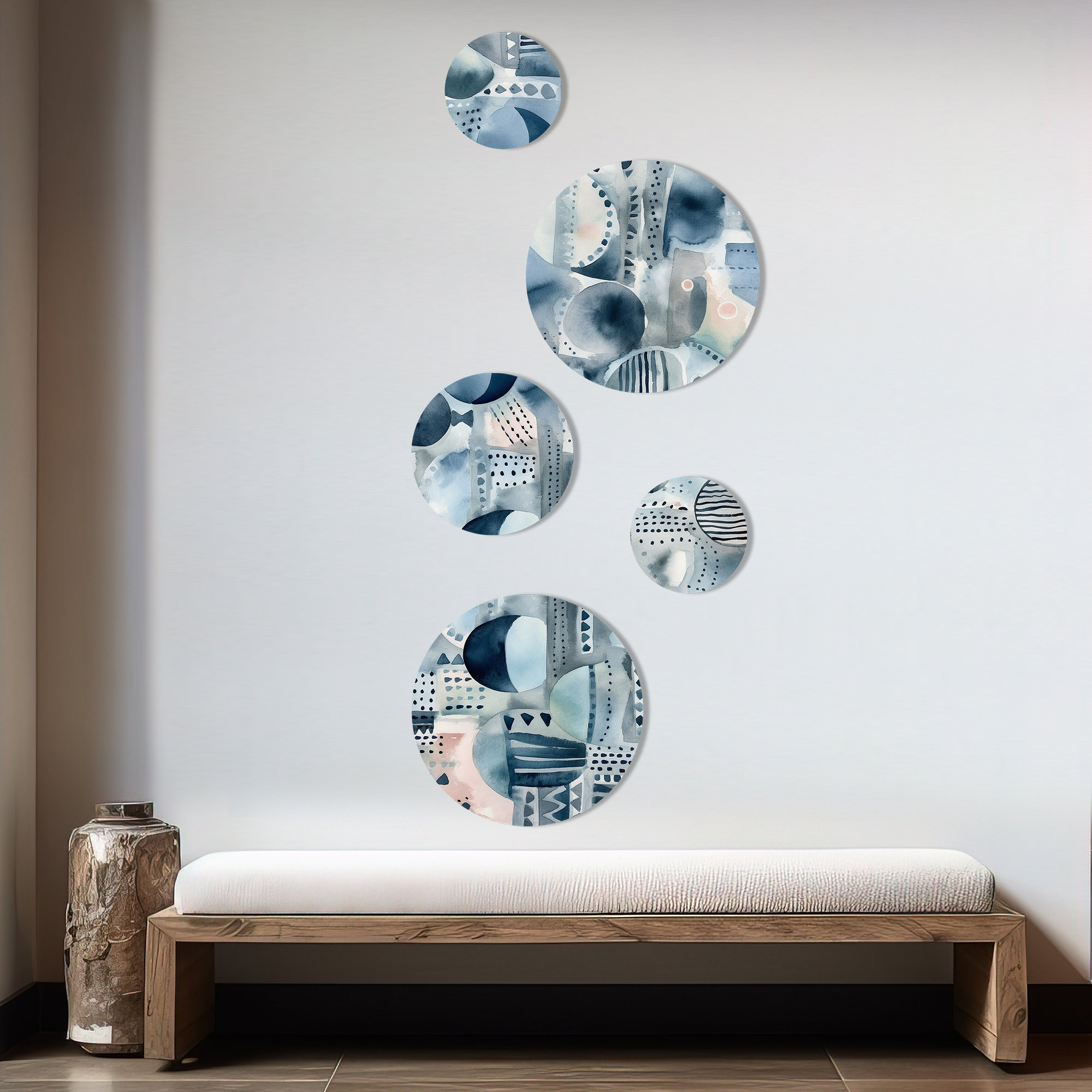 Design Art Blue Abstracted Mapping Of Forms IV - Modern Geometric Metal ...