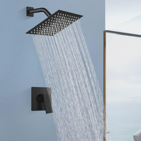 Nabiyy Matte Black Shower Faucet Set Bathroom Rain Shower System 8in ...