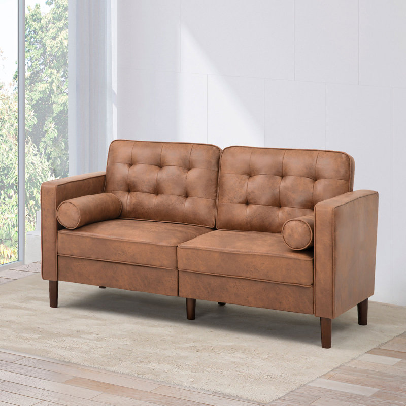 George Oliver Elverna 66'' Vegan Leather Sofa | Wayfair