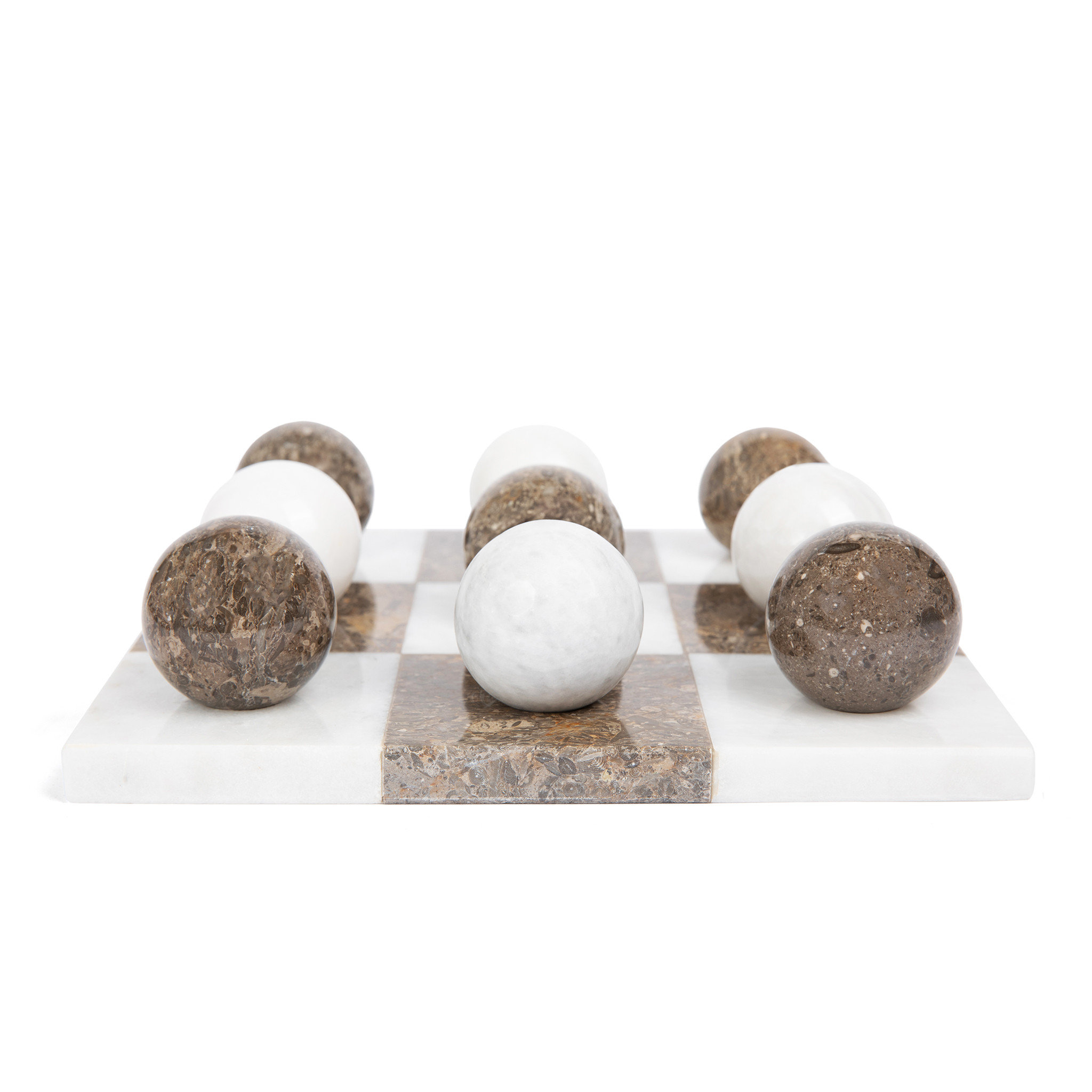 Marble Cultures Italian Brown Marble Tic Tac Toe Set | Round Marble Tic ...