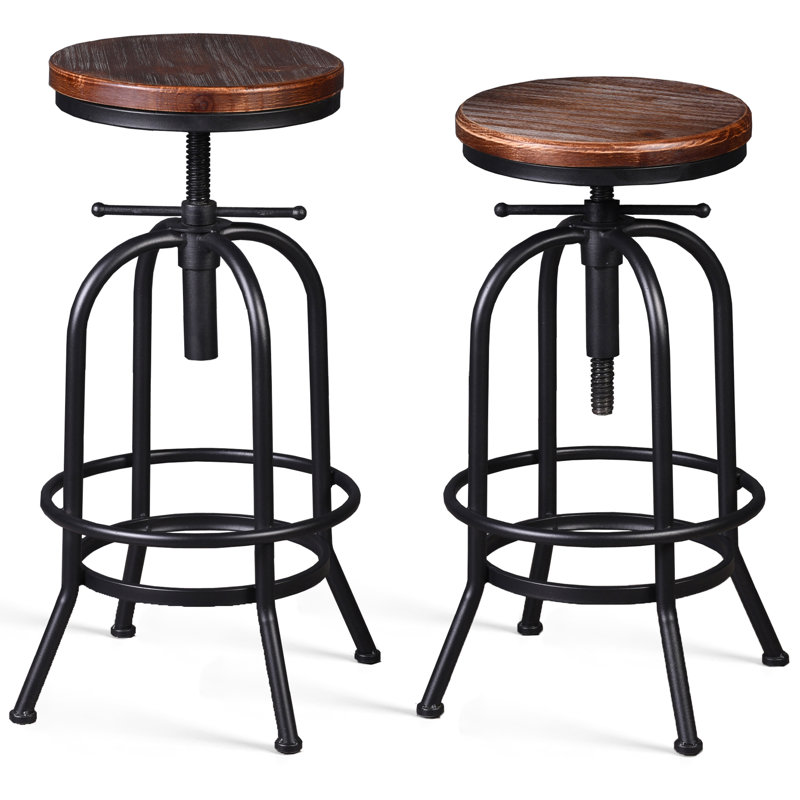 Williston Forge Shaylee Swivel Solid Wood Adjustable Height Stool | Wayfair