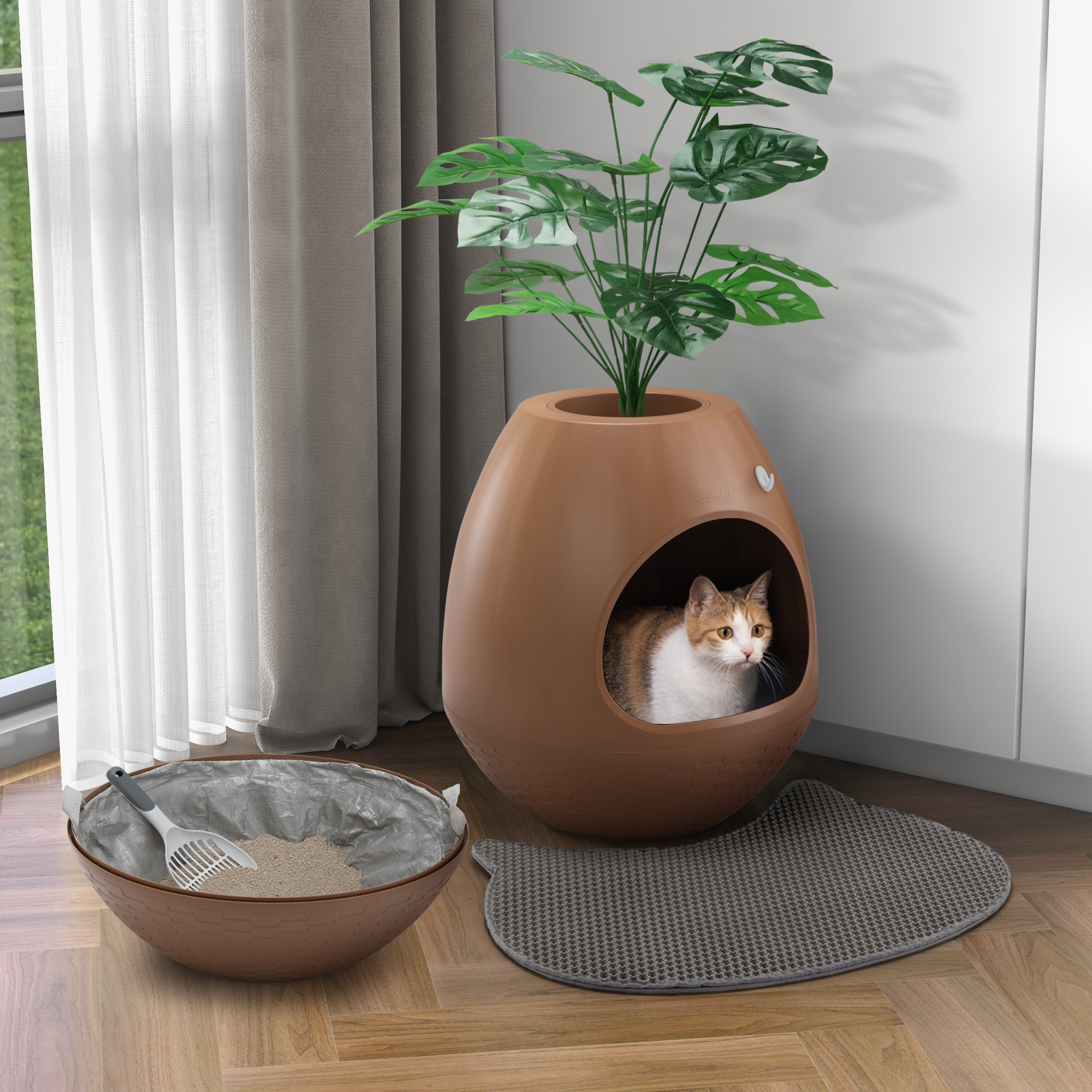 Tucker Murphy Pet™ Hidden Cat Litter Box Enclosure with Decorative ...