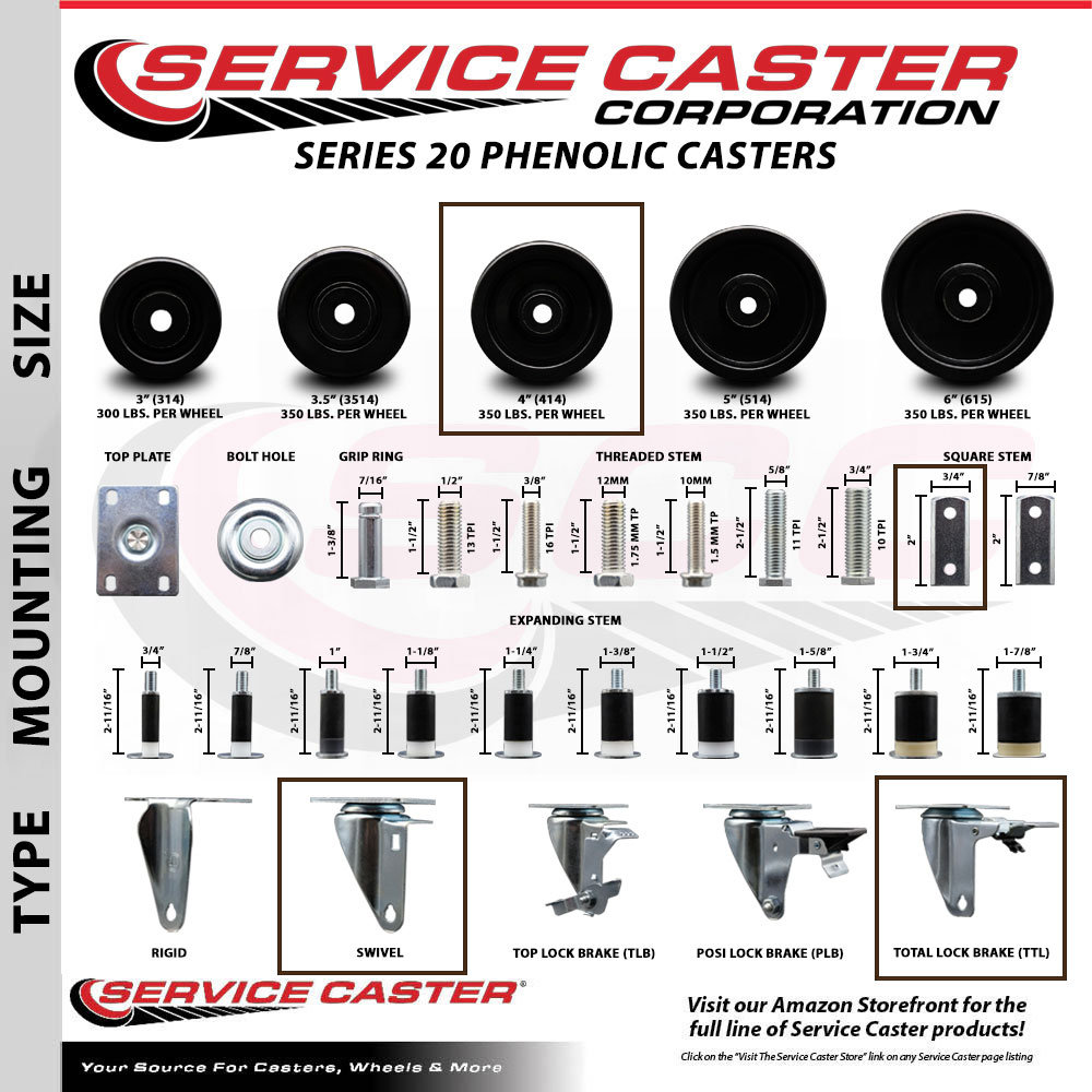 Service Caster Square Stem Caster | Wayfair