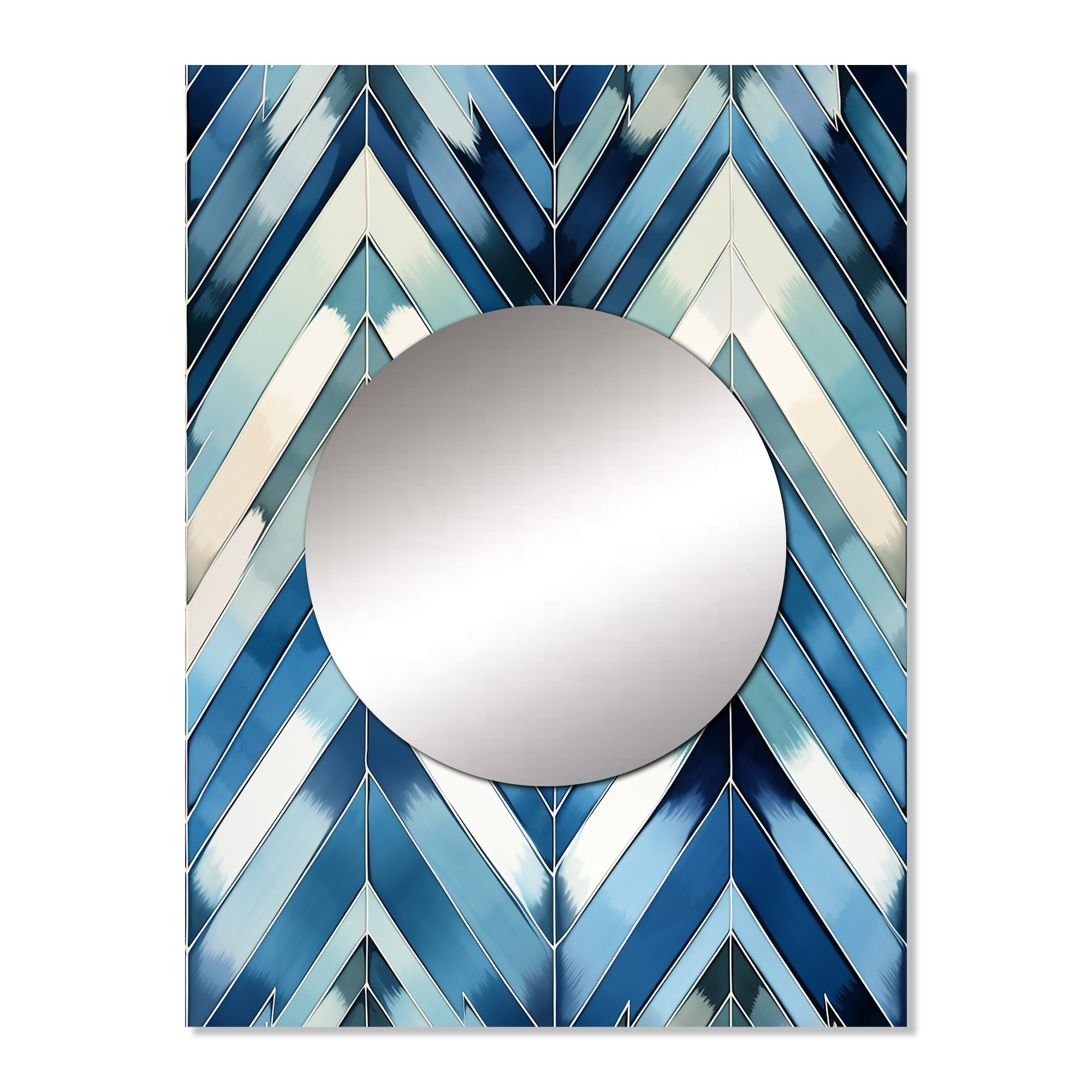 East Urban Home Taore Vintage Cobalt Blue White Chevron Geometric ...