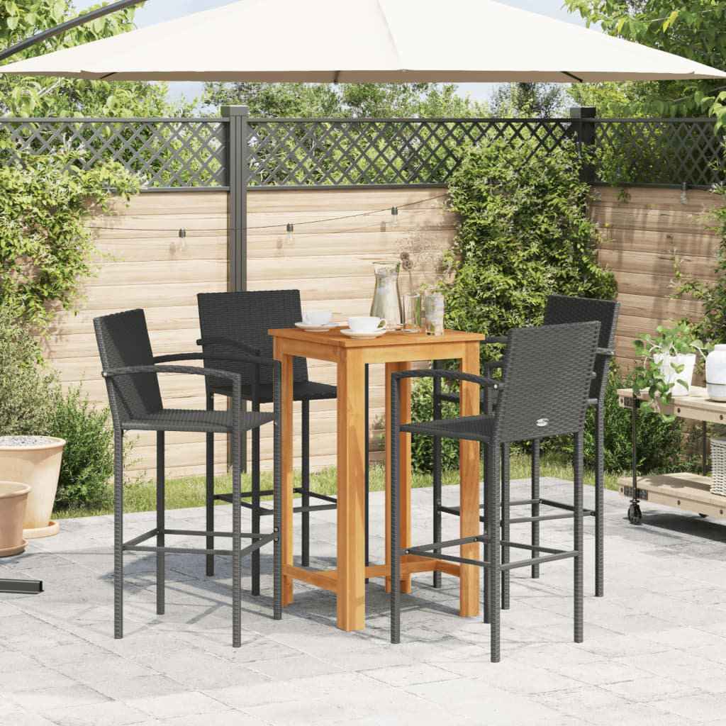 Wildon Home® 5 Piece Patio Bar Set Solid Wood Acacia And Poly Rattan ...