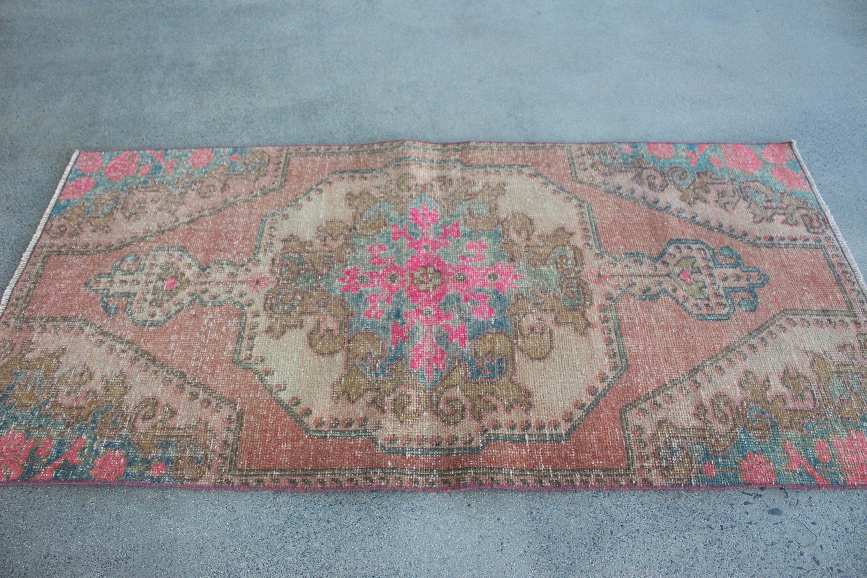 Bungalow Rose Vintage Turkish Anatolian Wool Rug With Orange Accents ...