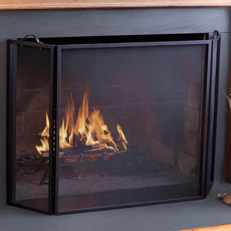 Plow & Hearth Classic Tri-Fold Flat-Guard Fire Screen - Black & Reviews ...