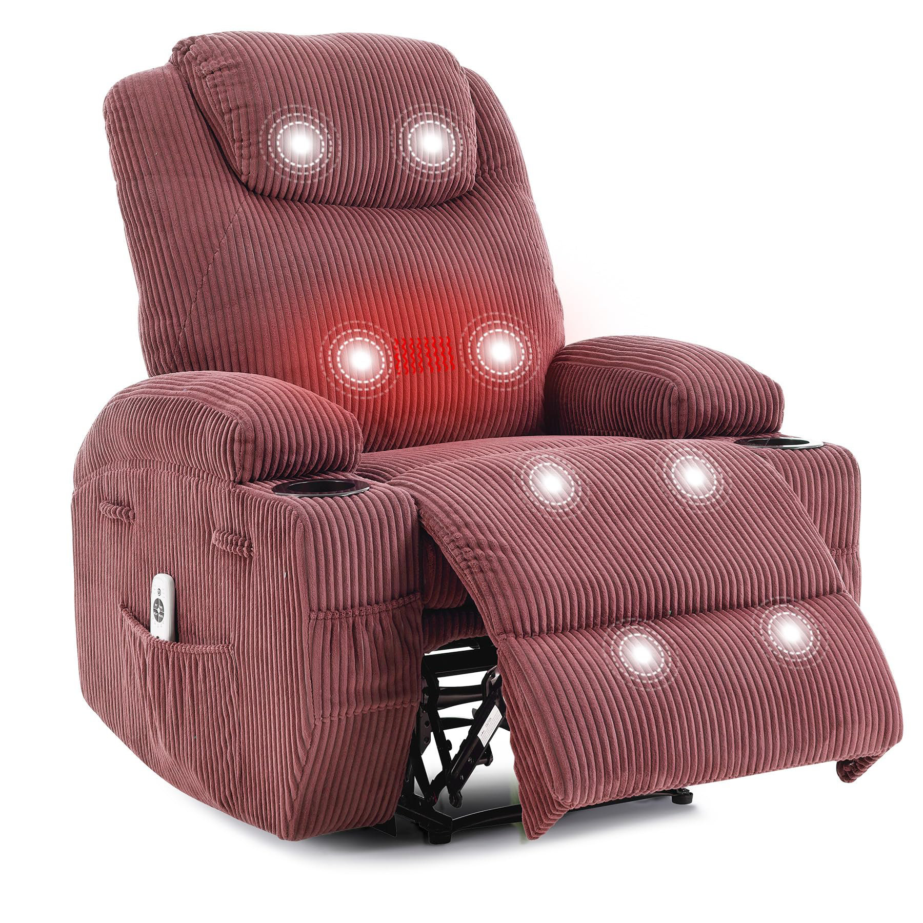 August Grove® Electric Recliner with Massage & Heat, 135° Adjustable ...