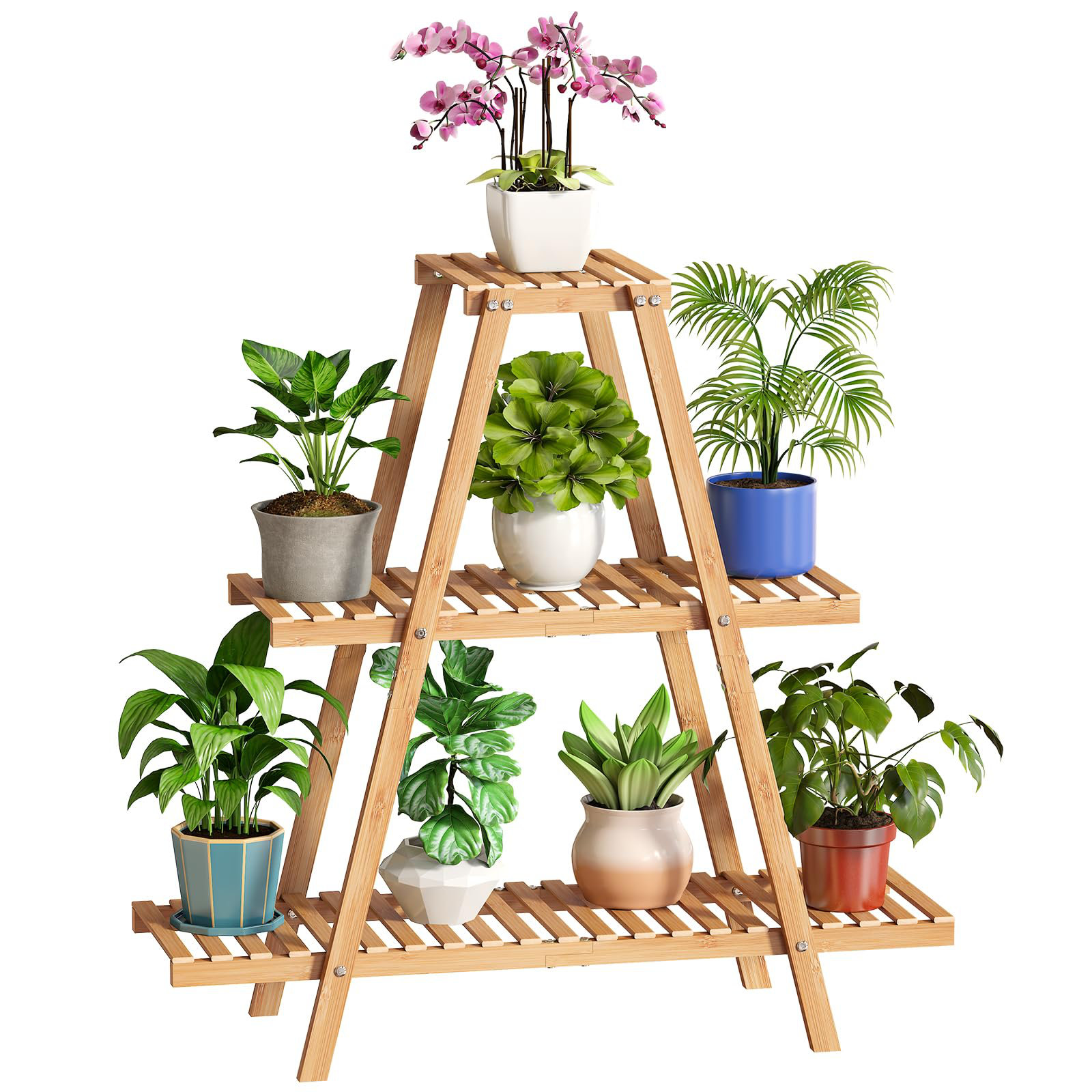 Arlmont & Co. Bamboo Plant Stand For Indoor Outdoor Tiered Plant Shelf ...