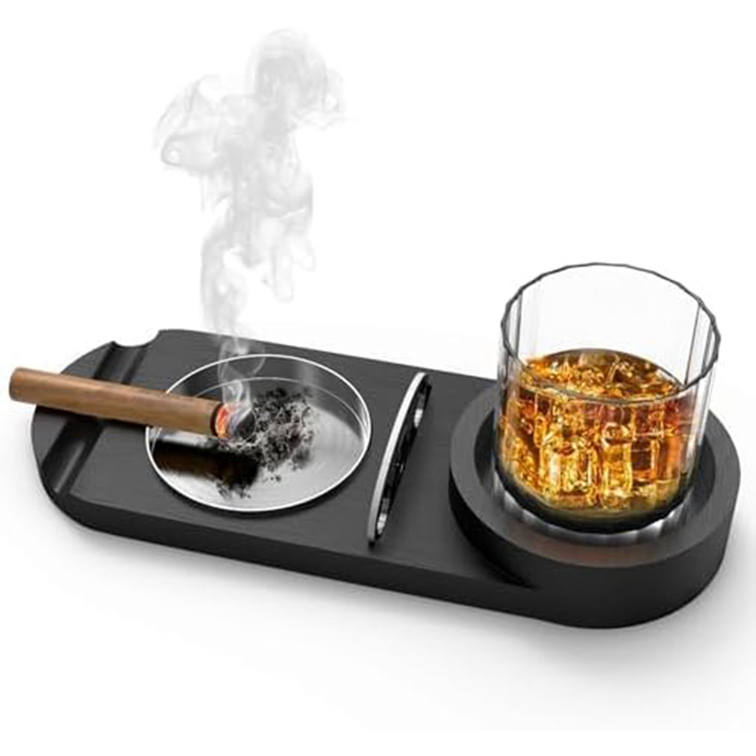 WIZIAT Cigar Ashtray Cigar Accessories Set,Cigar Whiskey Glass Tray And ...