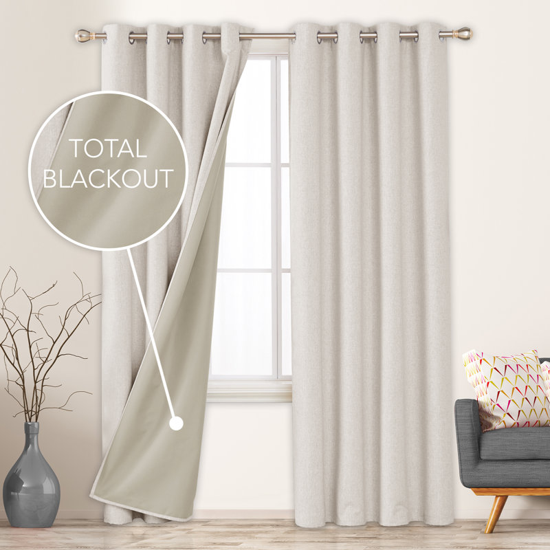 Wade Logan® Lythrodontas Faux Linen Total Blackout Curtain Panels ...