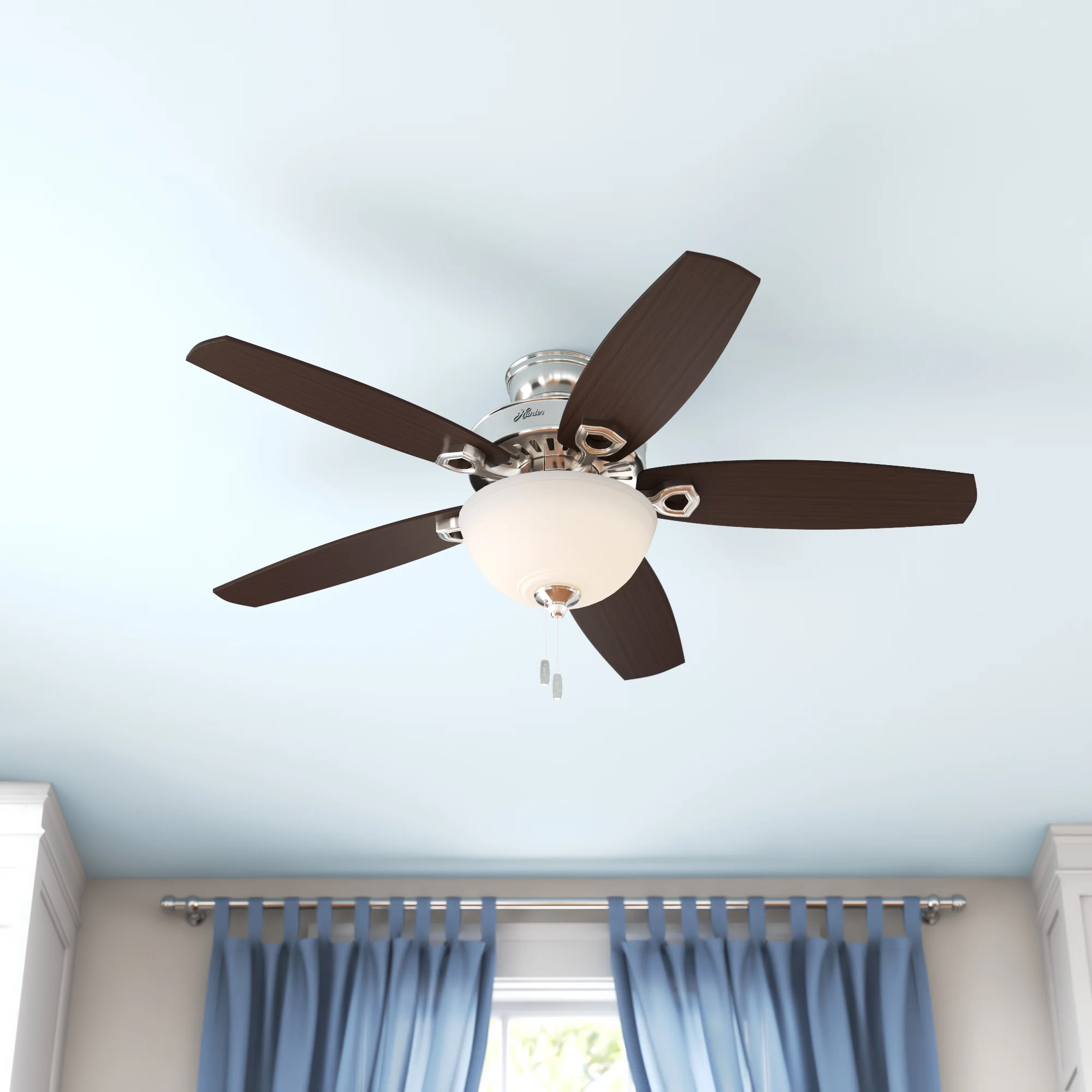 Hunter Fan 52" Builder Deluxe 5 - Blade Standard Ceiling Fan with Pull ...