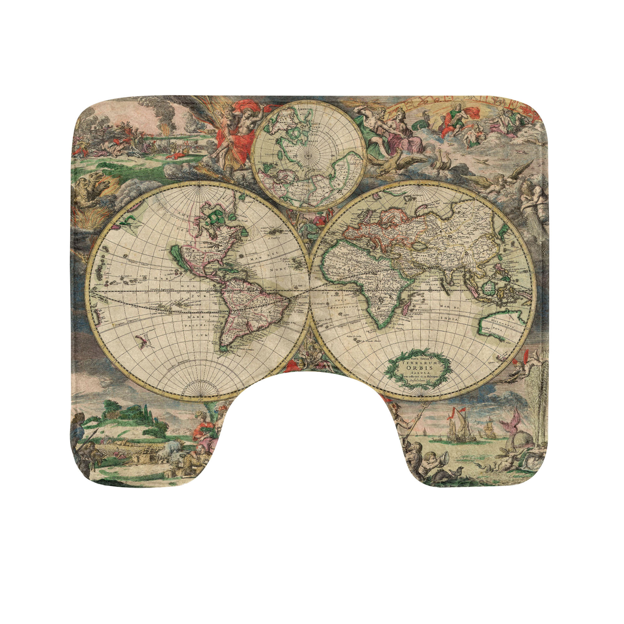 East Urban Home World Map Toilet Mat U-Shape Bathroom Rug 20 ...