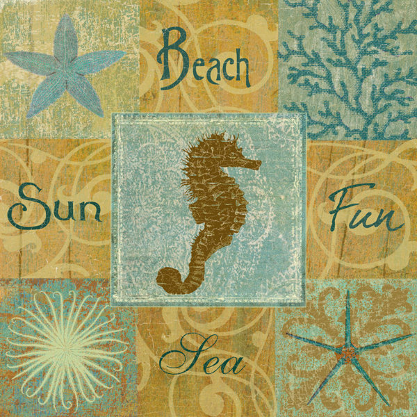 Buy Art For Less Seahorse Beach Patchwork On Canvas by Marilu Windvand ...