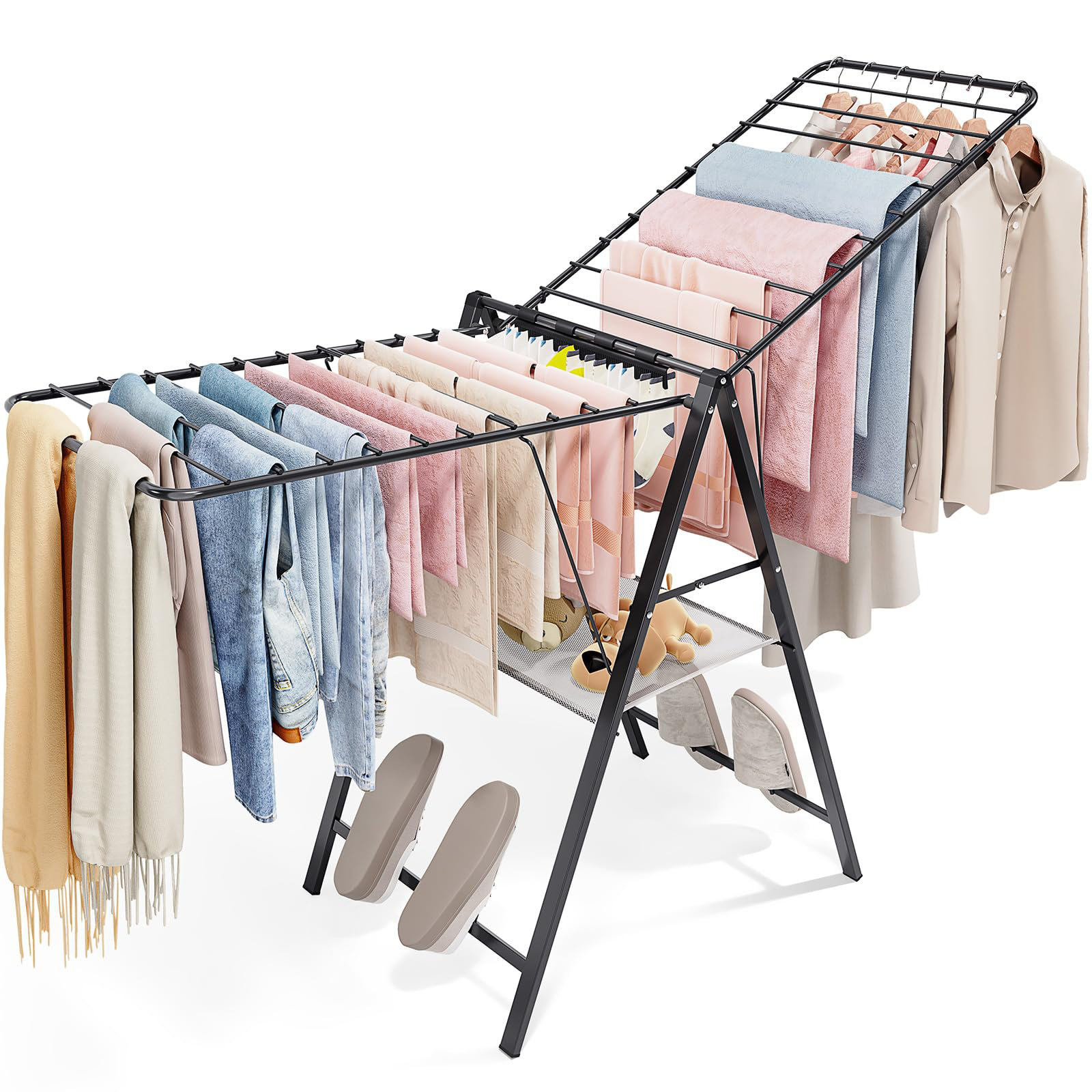 Rebrilliant Foldable Clothes Drying Rack, Metal Laundry Drying Rack ...