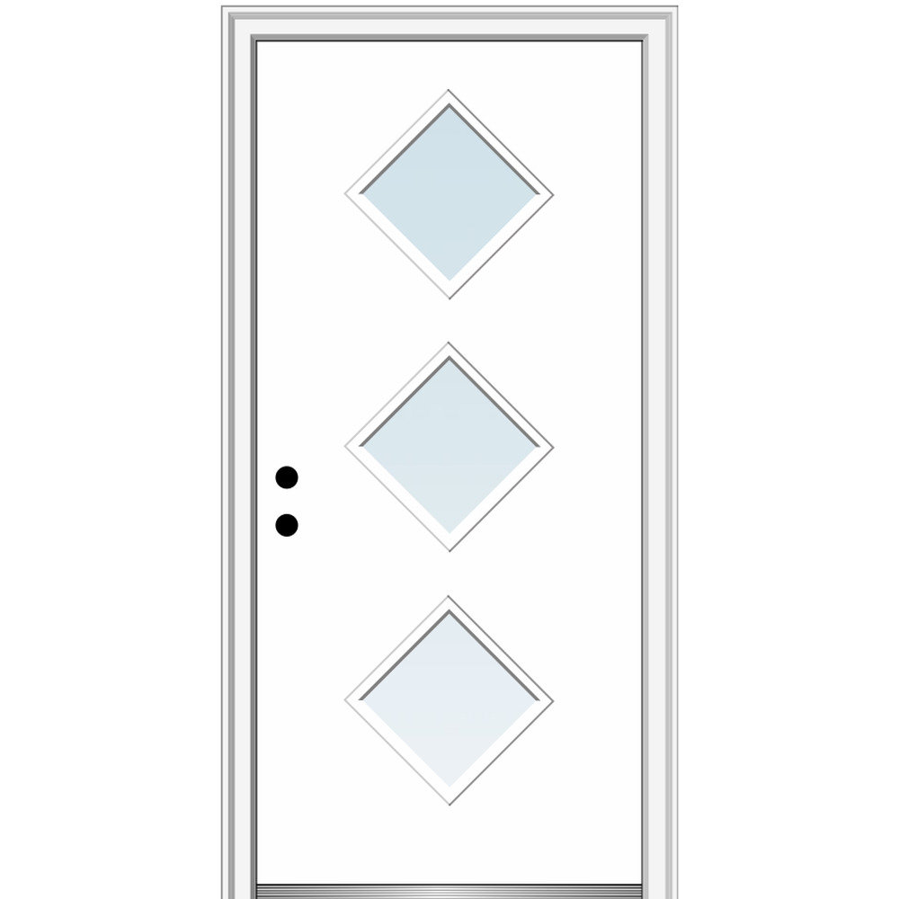 MMI DOOR Fibreglass Smooth 3-Lite Diamond Clear Single Entry Door ...