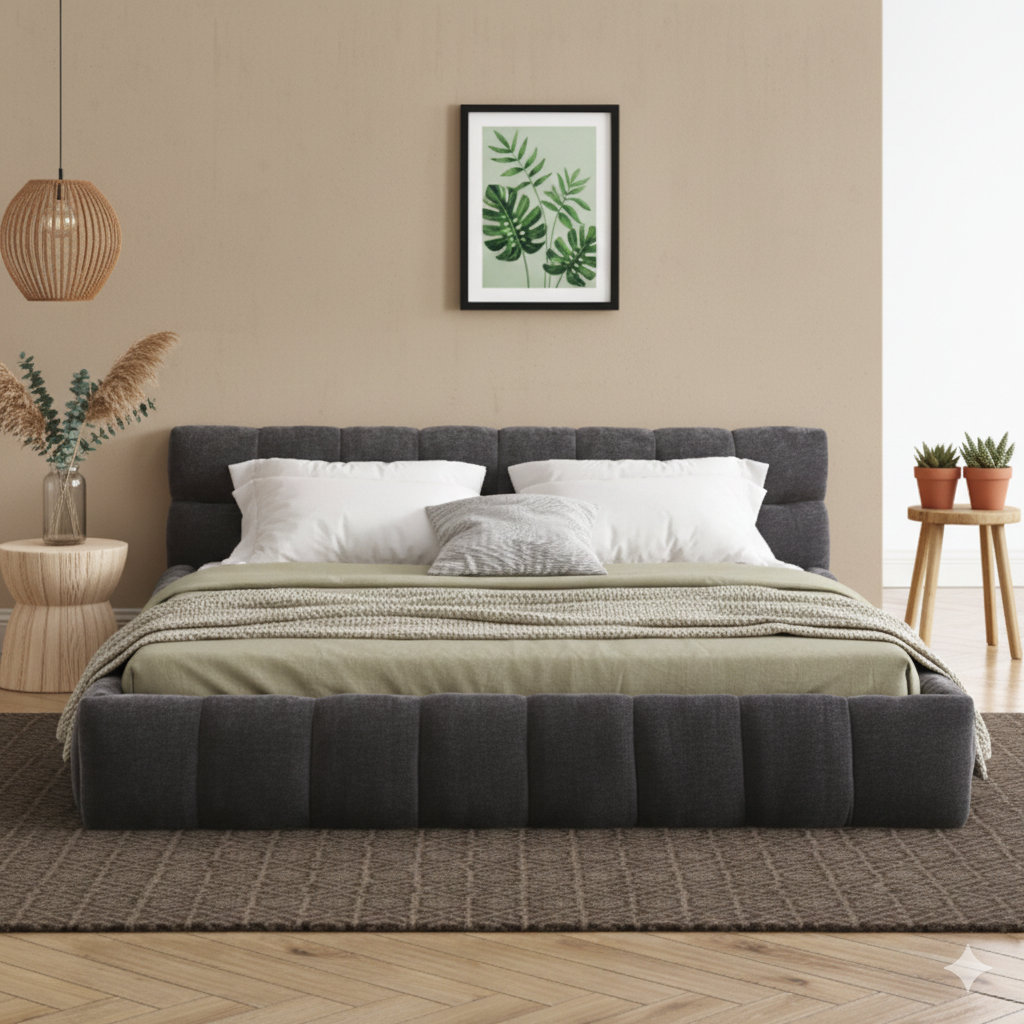Latitude Run® Queen-Size Upholstered Bed Frame Featuring Dense Chenille ...