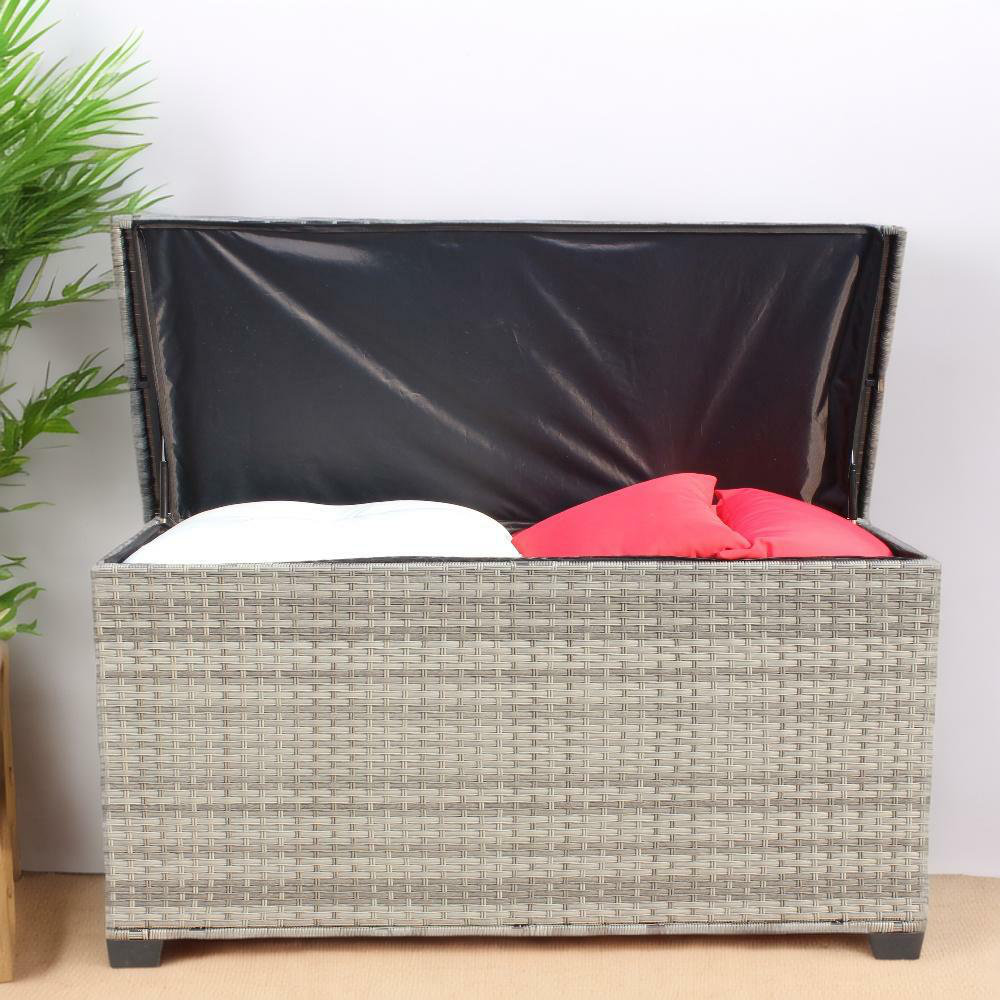 iYofe 148 Gal Waterproof Wicker Patio Furniture Deck Box, Large Storage ...