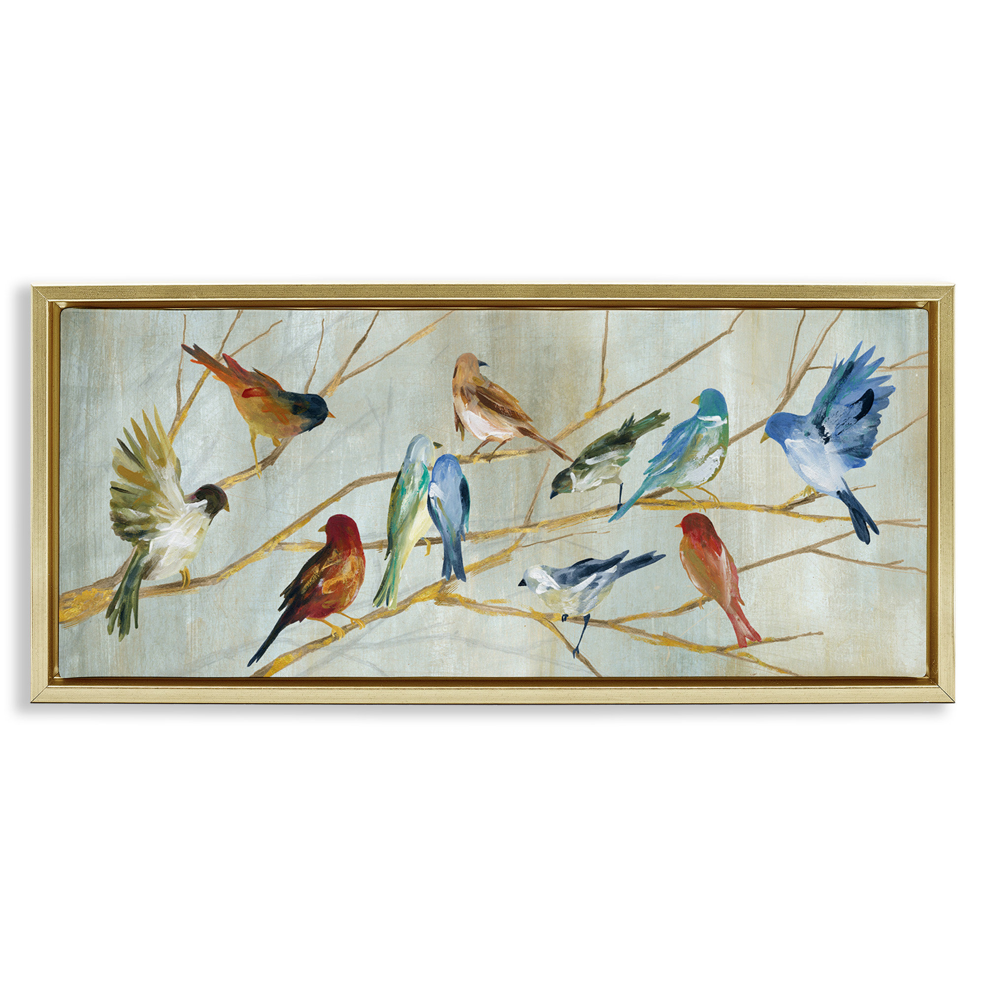 Lark Manor™ Birds Resting Autumn Branches Framed Floater Canvas Wall ...