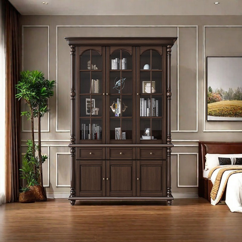 Parttlion Chinese style storage cabinet glass door bookcase | Wayfair