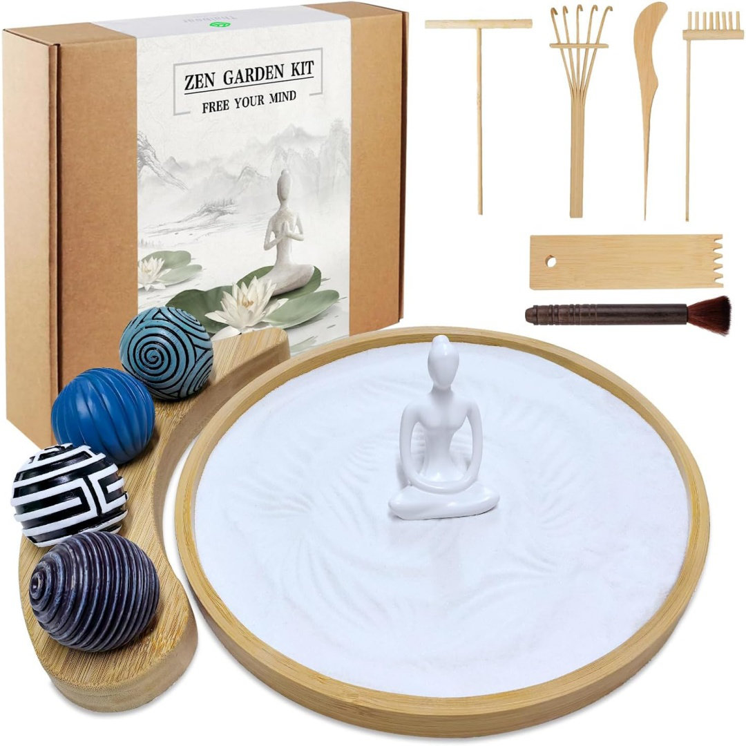 Arlmont & Co. Zen Garden Kit For Desk - Premium Beautiful Japanese Mini ...