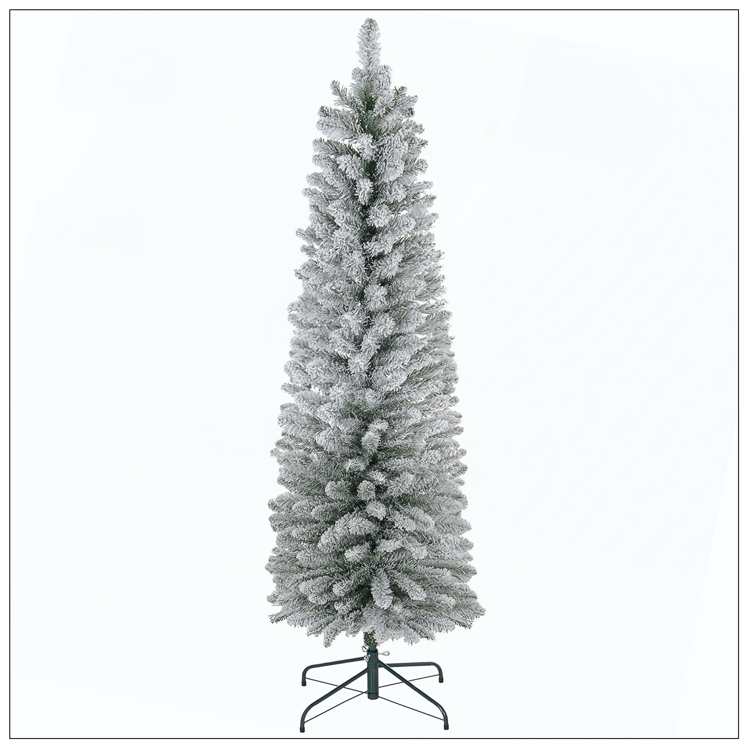 Winston Porter Artificial Pencil Christmas Tree With 263 Snow Flocked ...